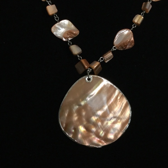Jewelry | Beaded Shell Necklace Shiny Statement Necklace | Poshmark